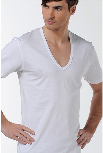 Çift Kaplan Erkek Derin V Yaka Beyaz T-Shirt 0936 6'lı Paket Çift Kaplan Erkek Derin V Yaka Beyaz T-Shirt 0936 6'lı Paket