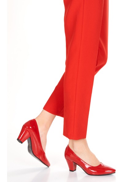 Mitto Kadın Rugan Kırmızı Kalın Topuklu Stiletto Mitto Kadın Rugan Kırmızı Kalın Topuklu Stiletto