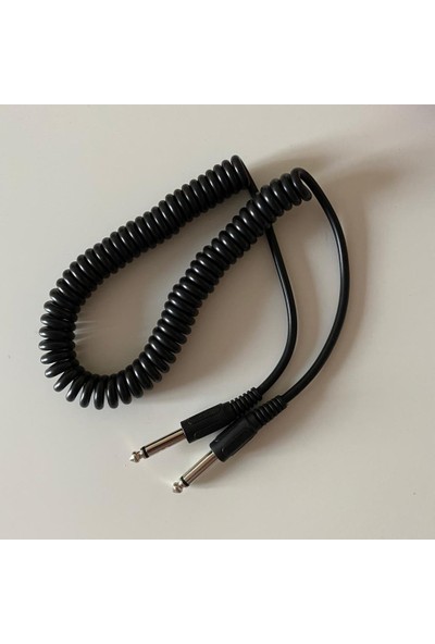 Priza Mono Jack Kablo 6,3mm 1,5 Mt. Siyah Spiral Kordon Priza Mono Jack Kablo 6,3mm 1,5 Mt. Siyah Spiral Kordon