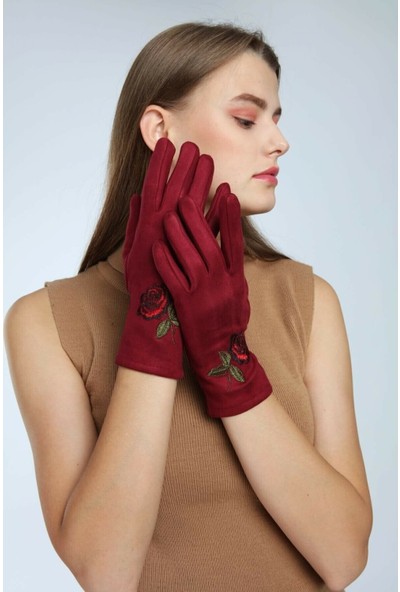 Qashmir Kadın Dokunmatik Parmak Içi Polarlı Süet Eldiven