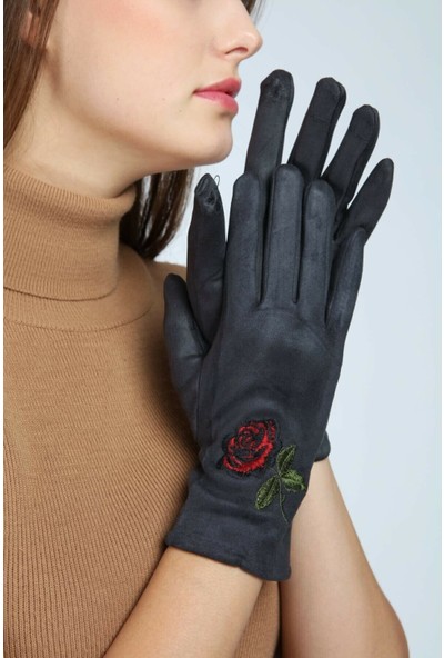 Qashmir Kadın Dokunmatik Parmak Içi Polarlı Süet Eldiven