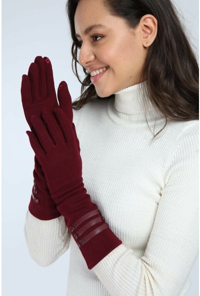 Qashmir Kadın Dokunmatik Parmak Içi Polarlı Uzun Eldiven