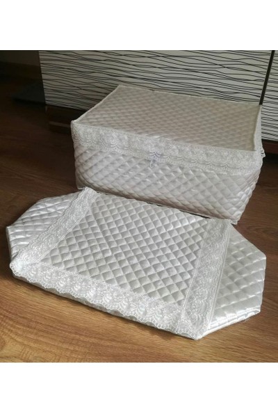 Kardelen Home Kapitone Saten Güpürlü Çeyizlik Yorgan Hurç 90X45X45