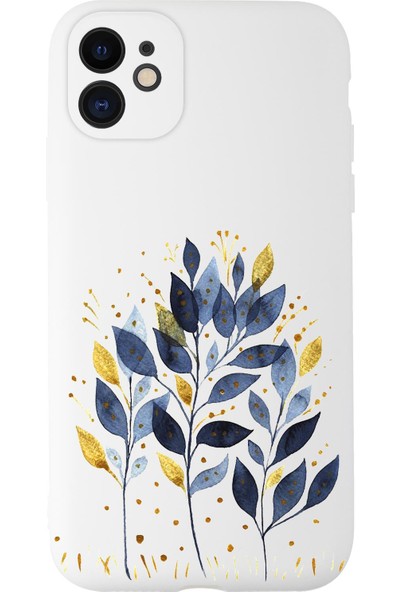 iPhone 11 Uyumlu Mavi Yaprak Desenli Kamera Korumalı Lansman Kılıf Premium Silikonlu Beyaz iPhone 11 Uyumlu Mavi Yaprak Desenli Kamera Korumalı Lansman Kılıf Premium Silikonlu Beyaz