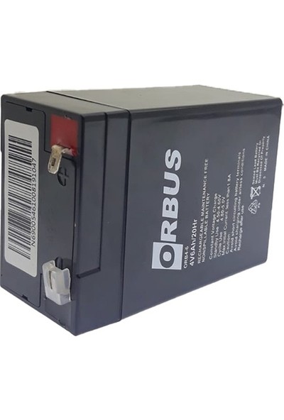 Orbus 4 Volt 6 Ah Bakımsız Kuru Akü (Aydınlatma ve Işıldaklar, El Fenerleri, Kafa Fenerleri Aküsü)