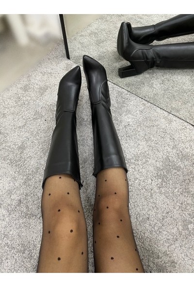 Volante Siyah Süet Kadın Topuklu Ayakkabı