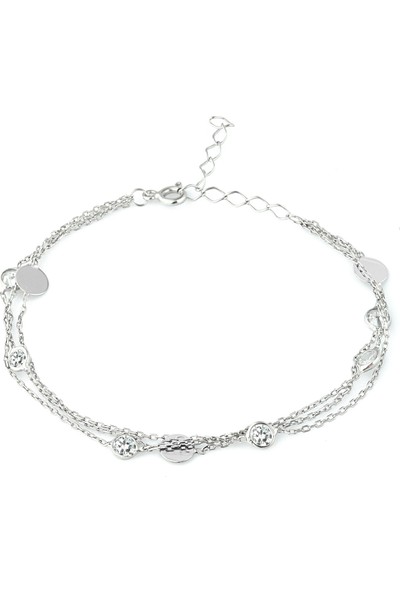 Elika Silver Kadın Taşlı Detaylı 925 Ayar Gümüş Bileklik