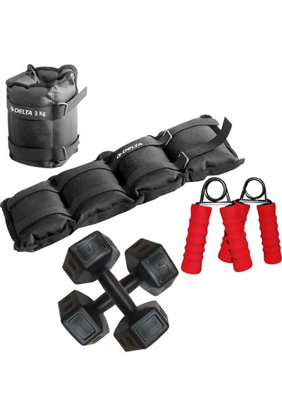 Delta 3 kg x 2 Adet El Ayak Bilek Ağırlığı 3 kg x 2 Adet Plastik Dambıl Çiftli El Yayı
