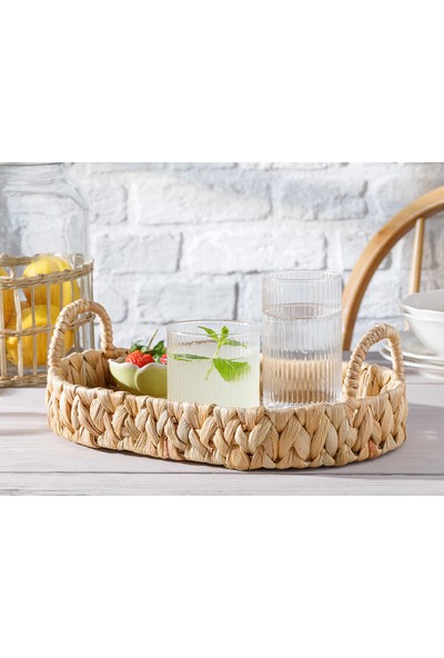 English Home Lukas Hasır Tepsi 35 x 23 cm Kahve