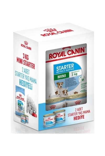 Royal Canin Mini Starter Yavru Köpekler Için Başlangıç Maması 3 kg + 2 Starter 195 gr Konserve