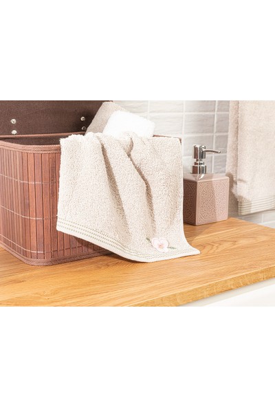 English Home Mauve Nakışlı El Havlusu 30 x 45 cm Bej