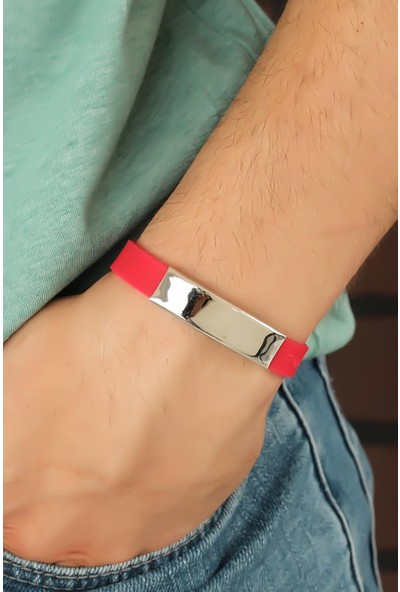 Kırmızı Papyon Kırmızı Silikon Metal Aksesuarlı Erkek Bileklik Kırmızı Papyon Kırmızı Silikon Metal Aksesuarlı Erkek Bileklik