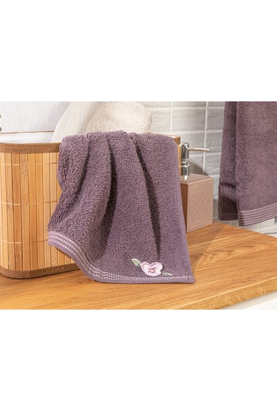 English Home Mauve Nakışlı El Havlusu 30 x 45 cm Mürdüm
