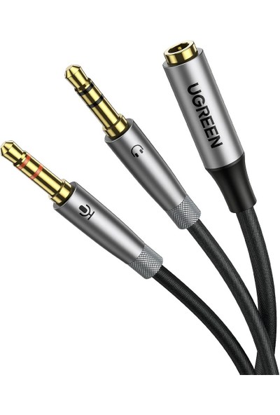 Ugreen Alüminyum Örgülü 3.5mm Kulaklık ve Mikrofon Ayırıcı Kablo