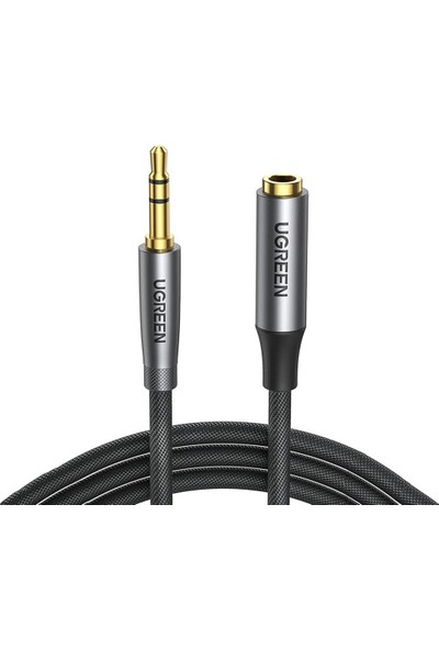 Ugreen Alüminyum Başlıklı Örgülü 3.5mm Aux Uzatma Kablosu 1 Metre