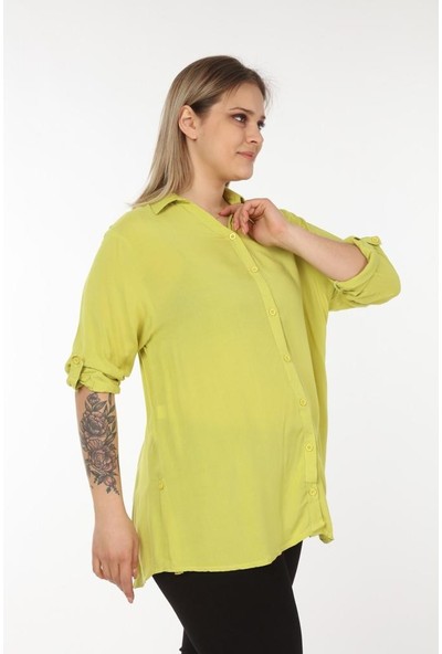 My Life Big Size Sarı Kadın Büyük Beden Gömlek