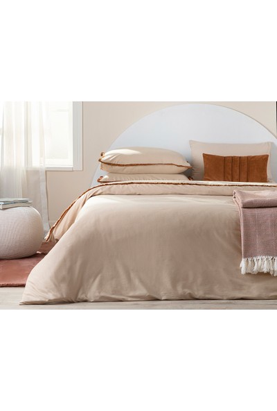 English Home Tek Kişilik Nevresim Takımı 160 x 220 cm Kahve Köpüğü