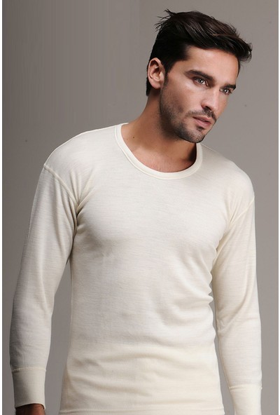 Hasyün Içlik 102 Krem Erkek Uzun Kollu Yün Içlik Termal Fanila
