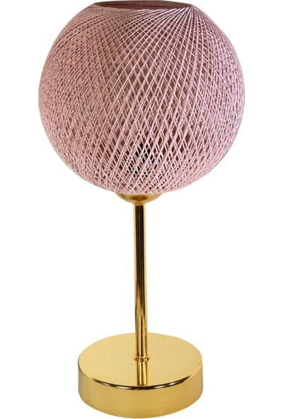 Evlight Brave Gold Metal Ipli Abajur Pembe