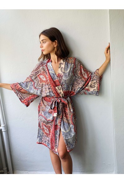 Retrobird Garnili Şal Desen Kimono Kadın Çok Renkli