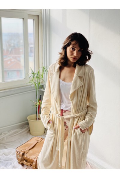 Populer Problems Retrobird Havlu Bornoz - Sabahlık Kadın Bej