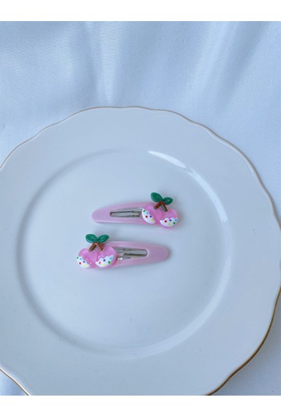 Retrobird 2 Li Çıtçıtlı Kiraz Toka Set Kadın Pembe