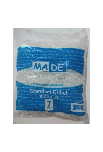 Made Plastik Dübel 7 mm ( 1000 Li )