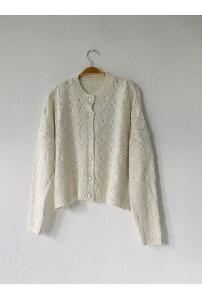 Retrobird Ajurlu Kemik Hırka Kadın Ekru