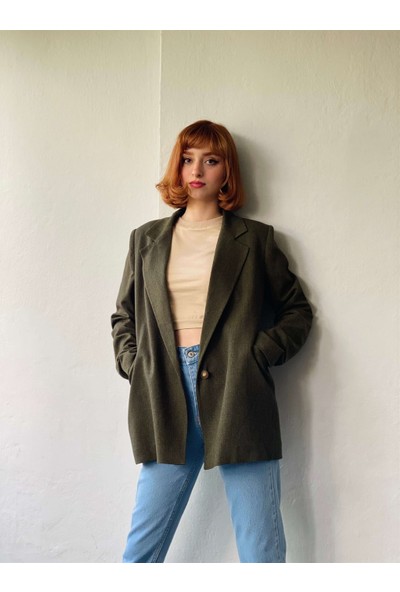 Retrobird Rahat Kesim Blazer Ceket Kadın Haki Retrobird Rahat Kesim Blazer Ceket Kadın Haki