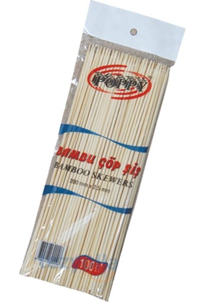 Poppy Çöp Şiş 20 cm (100 Adet)