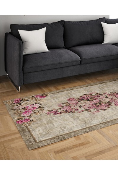 Serace Halı Dijital Baskılı, Yıkanabilir, Dokuma, Efektli, Klasik, Desenli, Halı, Çiçekli