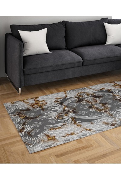 Serace Halı Dijital Baskılı, Yıkanabilir, Dokuma, Efektli, Klasik, Desenli, Halı,kaymaz Taban, Çerçeveli