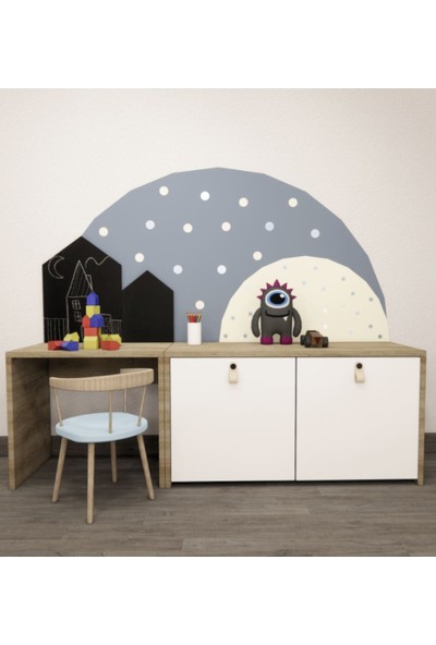 Morela Mobilya Morela Montessori Kara Tahtalı Etkinlik Masası ve Oyuncak Dolabı