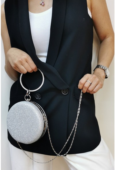 Nazart Kadın Cupra Gold Gümüş Abiye Clutch Portföy Kadın Gece Çantası