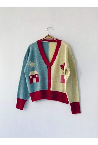 Retrobird Ev Desenli Hırka Kadın Çok Renkli