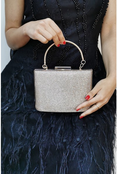 Nazart Kadın Cupra Gold Altın Abiye Clutch Portföy Kadın Gece Çantası