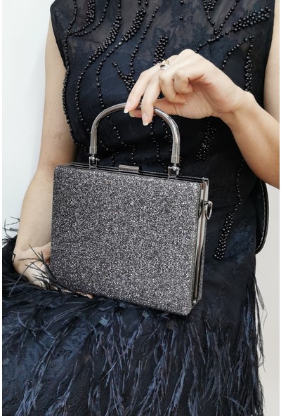 Nazart Kadın Kumsim Platin Abiye Clutch Portföy Kadın Gece Çantası