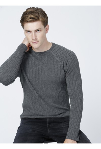 Fabrika Gri Melanj Erkek Kazak