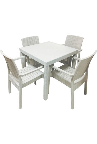 Romanoset Plastik Romanoset Lara 4 Sandalyeli 80X80 cm Rattan Bahçe ve Balkon Masa Takımı Romanoset Plastik Romanoset Lara 4 Sandalyeli 80X80 cm Rattan Bahçe ve Balkon Masa Takımı