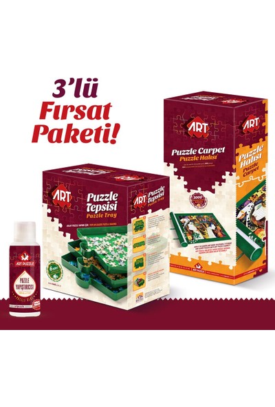 Art Puzzle Aksesuar 3'lü Fırsat Paketi (Halı+Tepsi+Yapıştırıcı)