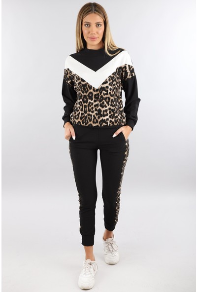 Arlin Kadın Bisiklet Yaka Ara Parçalı Garnili Leopar Takım Arlin Kadın Bisiklet Yaka Ara Parçalı Garnili Leopar Takım