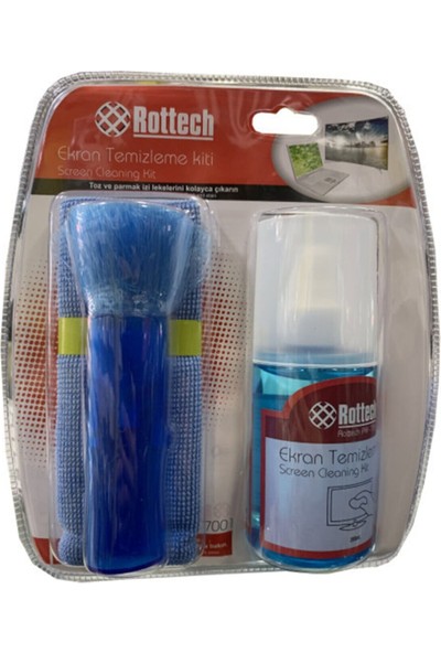 Rottech Ekran Temizleme Jeli 200 ml + Mikrofiber Bez + Antistatik Fırça Seti Rottech Ekran Temizleme Jeli 200 ml + Mikrofiber Bez + Antistatik Fırça Seti