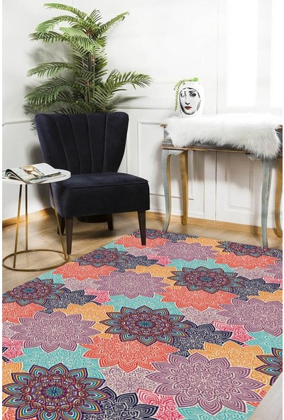 Serace Halı Dijital Baskılı, Yıkanabilir, Dokuma, Efektli, Klasik, Desenli, Halı,kaymaz Taban