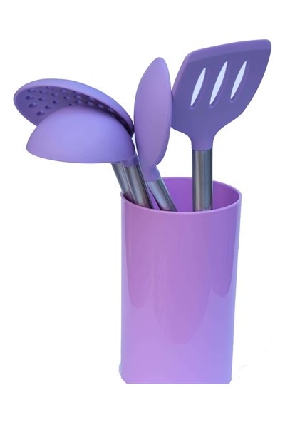 Penguen PNG-1750.2 Silikon 5'li Metal Saplı Kepçe Seti Mor