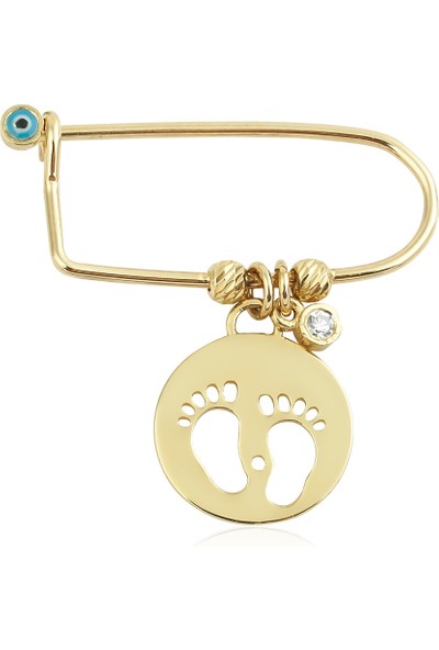 Parle Jewellery Pırlantalı Bambino Ayak Izli Çocuk Iğne