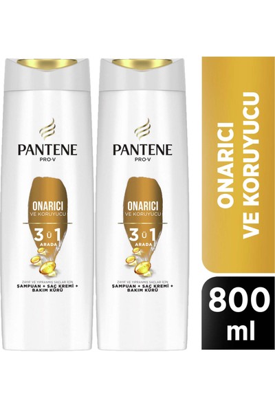 Pantene Şampuan 3'ü 1 Arada Onarıcı Koruyucu 400 ml x 2 Adet Pantene Şampuan 3'ü 1 Arada Onarıcı Koruyucu 400 ml x 2 Adet