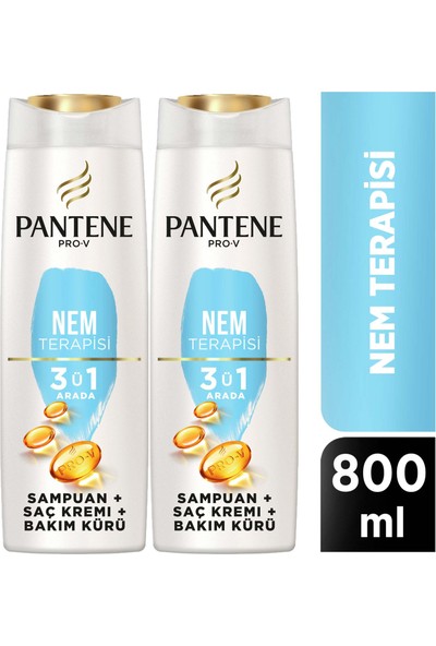 Pantene Şampuan 3'ü 1 Arada Nem Terapisi 400 ml x 2 Adet Pantene Şampuan 3'ü 1 Arada Nem Terapisi 400 ml x 2 Adet