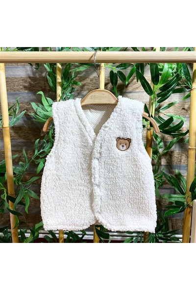 Renkli Puset Peluş Polar Bebek Yelek Wellsoft Ayı