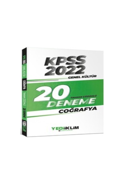 Yediiklim Yayınları 2022 KPSS  genel Kültür Coğrafya Tamamı Çözümlü 20 Deneme Sınavı Yediiklim Yayınları 2022 KPSS  genel Kültür Coğrafya Tamamı Çözümlü 20 Deneme Sınavı