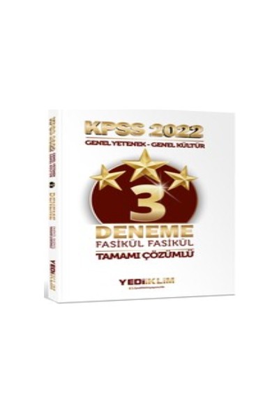 Yediiklim Yayınları 2022 KPSS Lisans Gy-Gk Tamamı Çözümlü Fasikül 3 Yıldız Deneme